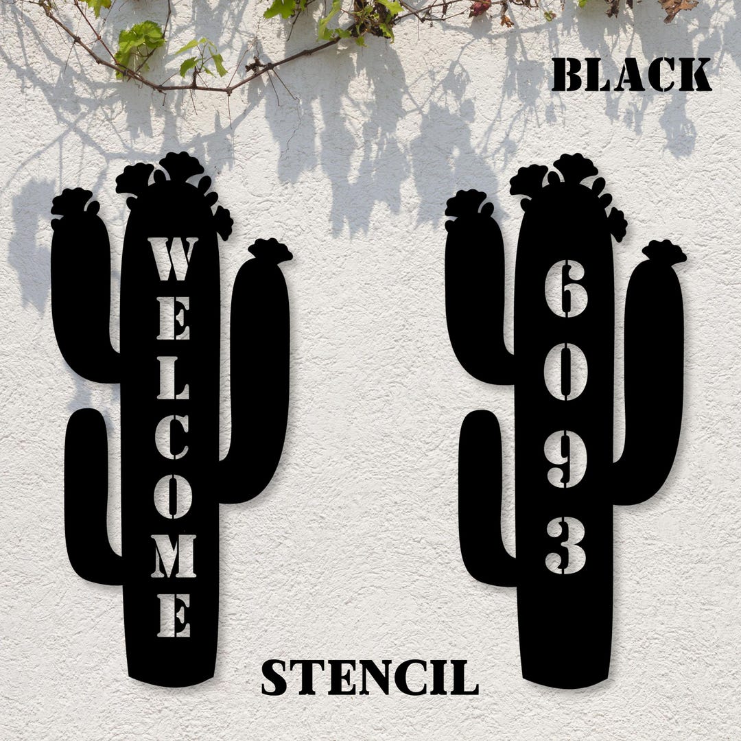 Personalized Metal Saguaro Cactus Address Family Name Welcome Sign ...