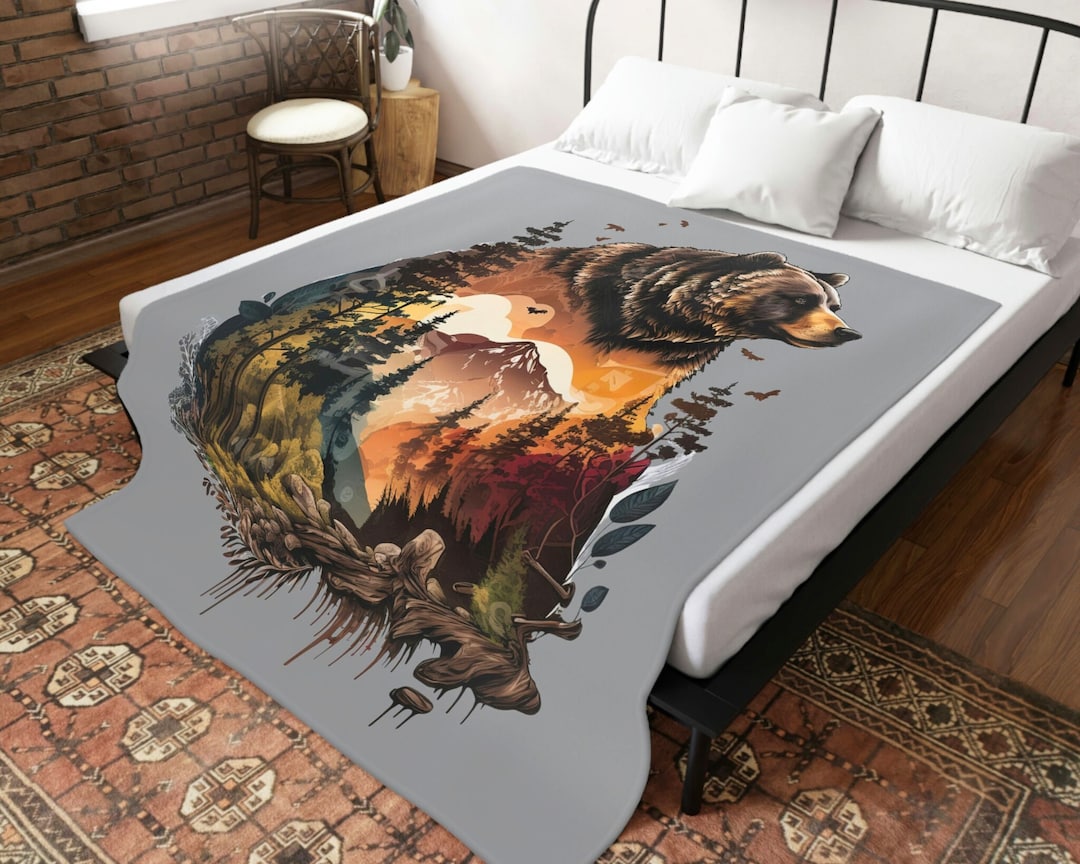 Bear Blanket, Grizzly Bear Throw, Wilderness Bear Throw Blanket ...