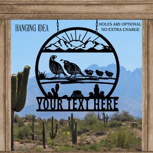Personalized Quail Sign, Customizable Metal Wall Art, Desert Quail ...