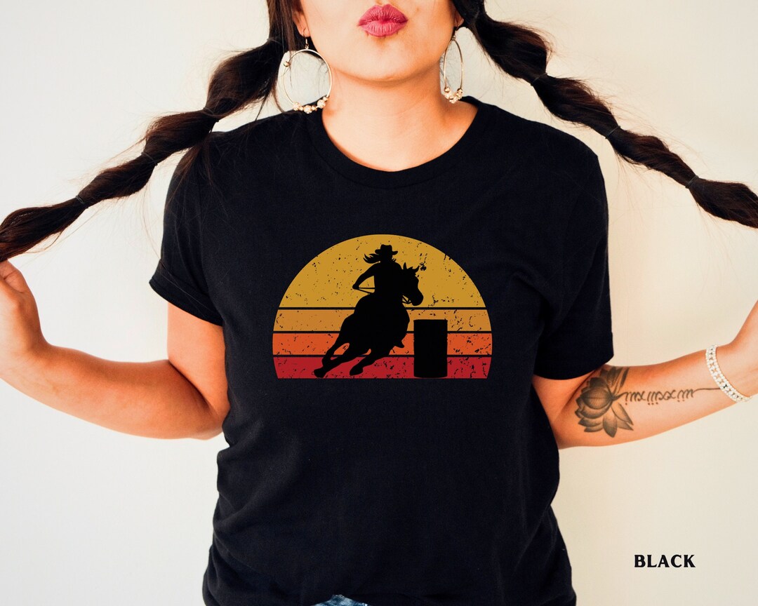 Barrel Racing Shirt, Barrel Racer Sunset, Vintage Sunset Women's Rodeo ...