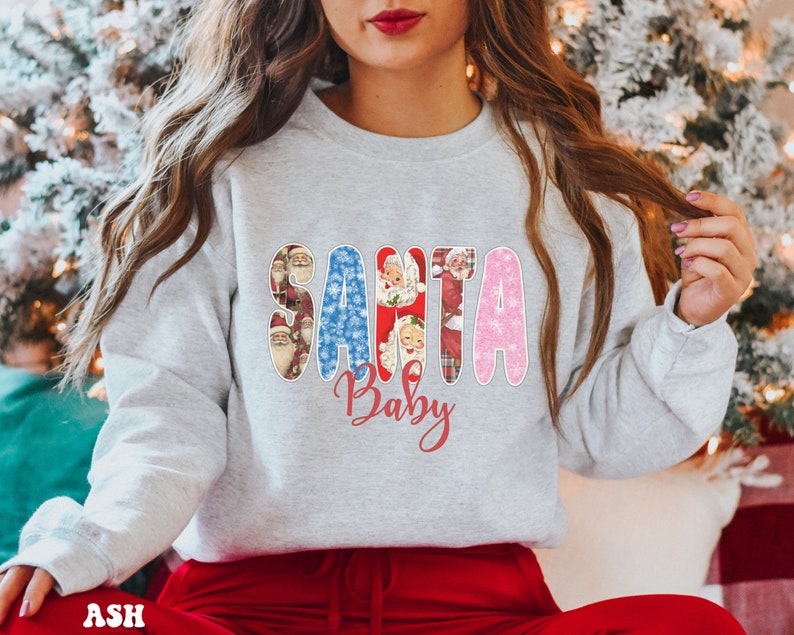 Christmas Sweatshirt Santa Baby Winter Shirt Cute Holiday Shirt ...
