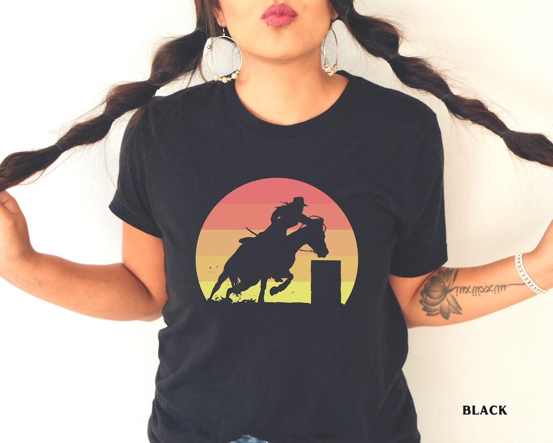 Barrel Racer Shirt | Vintage Sunset Barrel Racing T-shirt | Women's ...