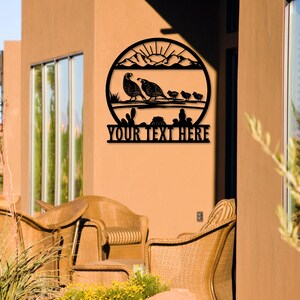 Personalized Quail Sign, Customizable Metal Wall Art, Desert Quail ...