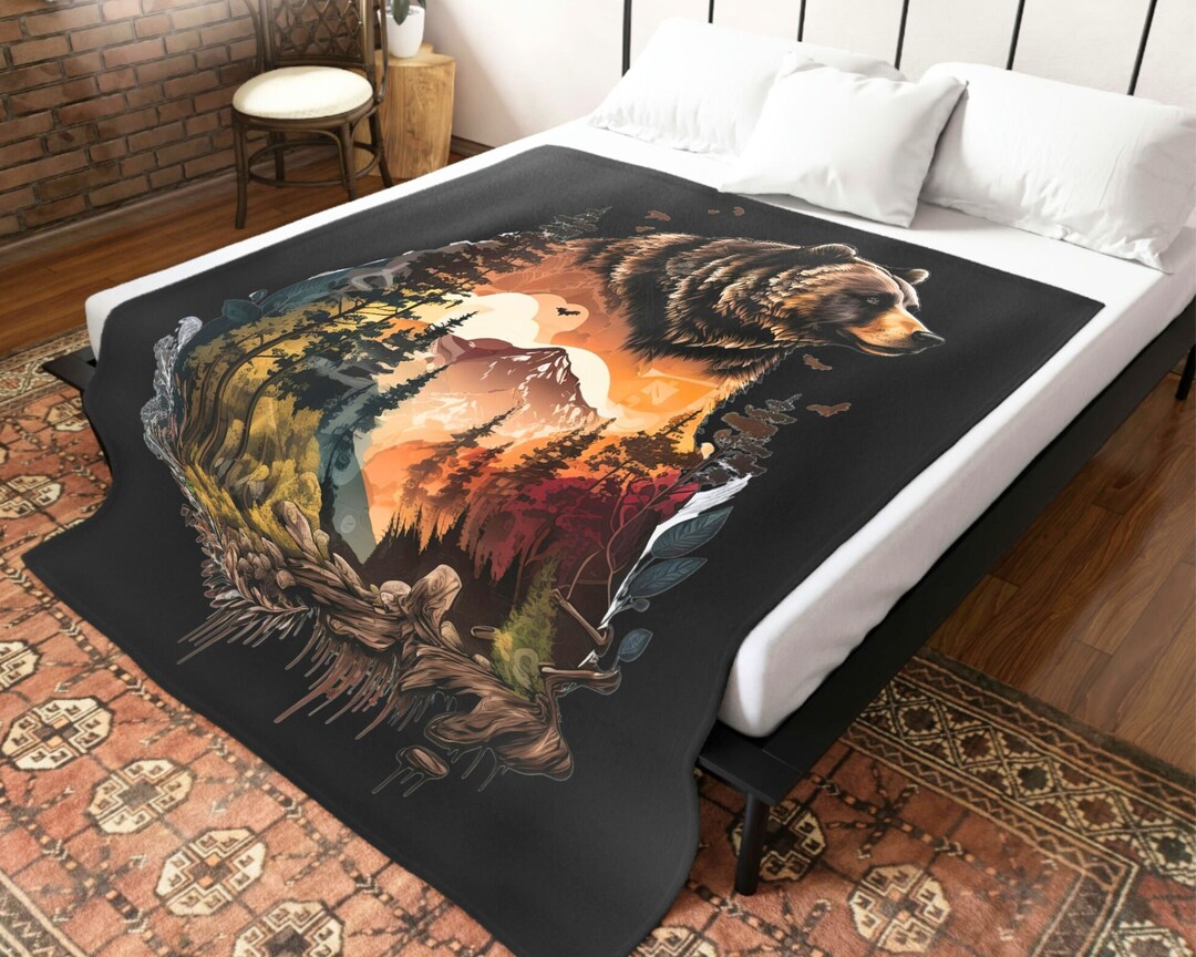 Bear Blanket, Grizzly Bear Throw, Wilderness Bear Throw Blanket ...