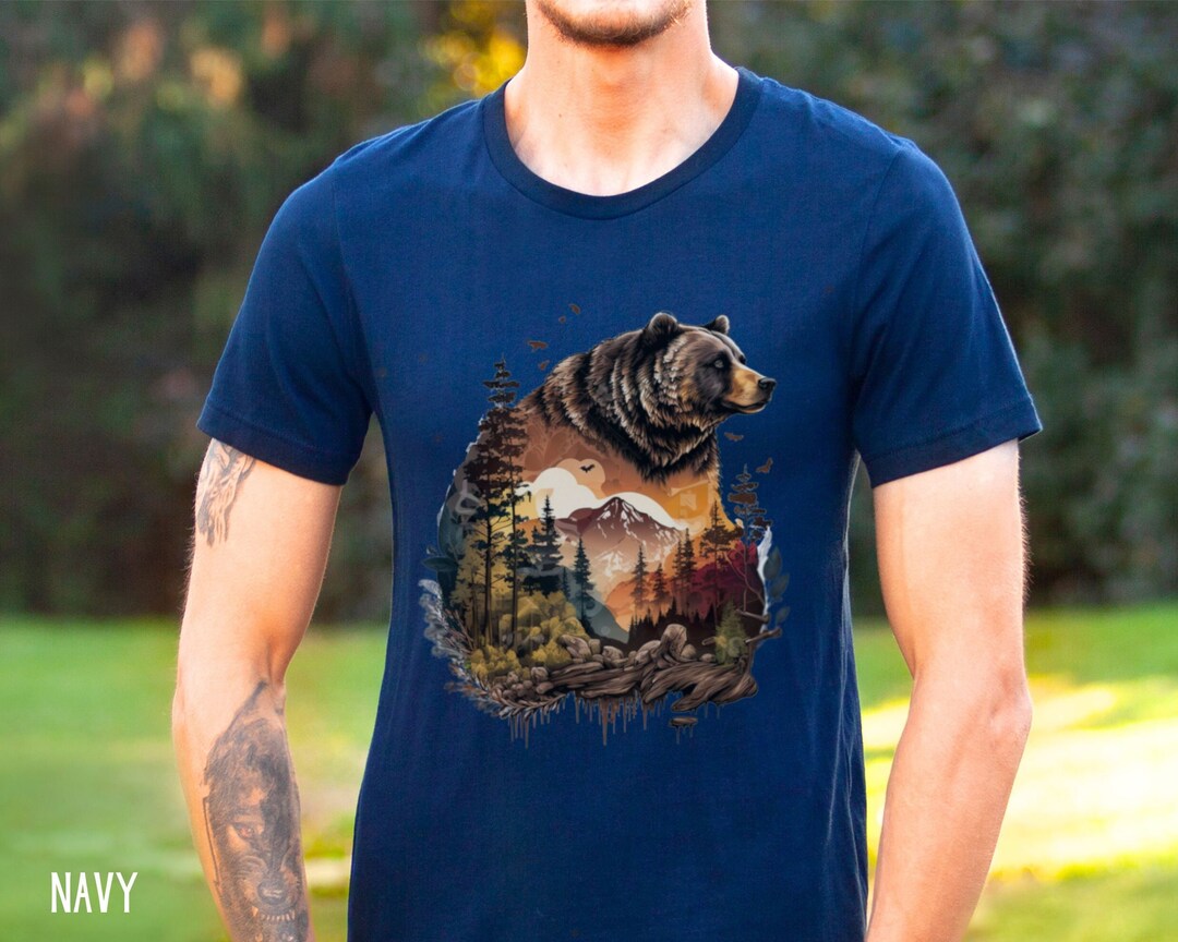 Wildlife Grizzly Bear Shirt Watercolor Bear Wilderness Graphic Tshirt ...