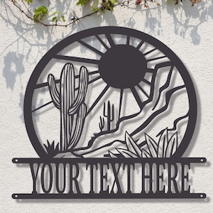 Personalized Desert Southwest Saguaro Cactus Sunset Wall Art Sign ...