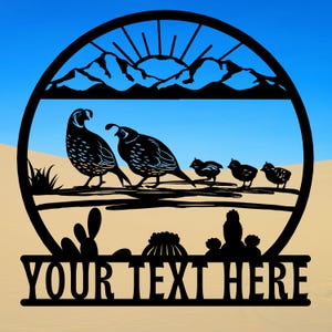 Personalized Quail Sign, Customizable Metal Wall Art, Desert Quail ...