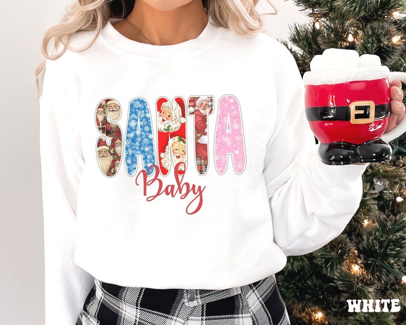 Christmas Sweatshirt Santa Baby Winter Shirt Cute Holiday Shirt ...