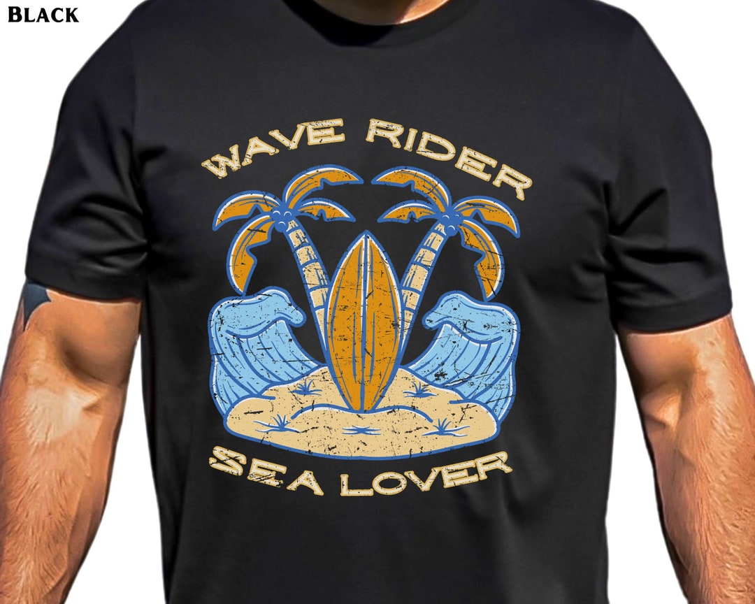 Wave Rider Sea Lover Retro Surfer T-shirt, Beachy Vacation Shirt ...