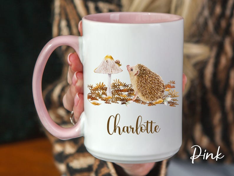 Personalized Hedgehog Mug, Custom Name Coffee Cup, Cute Hedgehog Gift ...