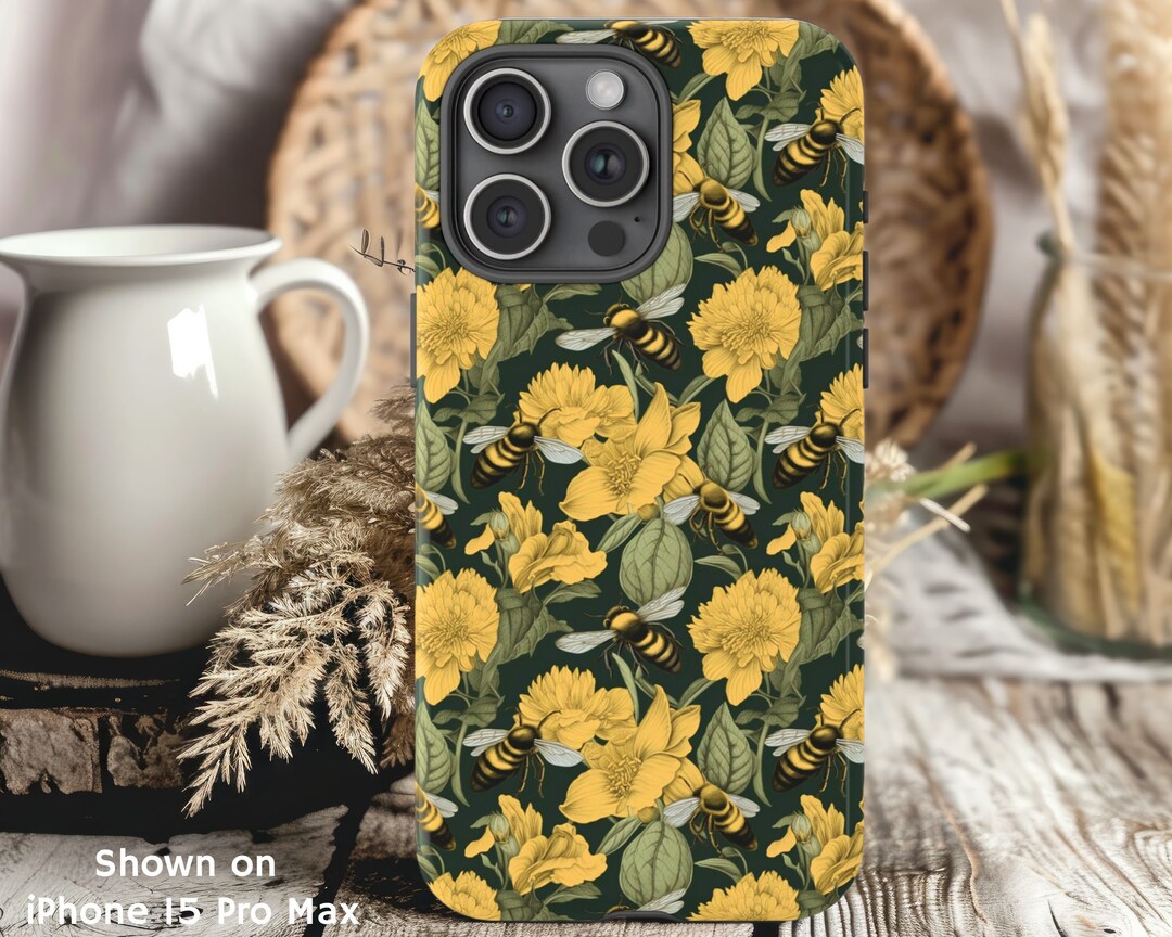 Bumble Bee Smartphone Case, Black and Yellow William Morris Inspired ...