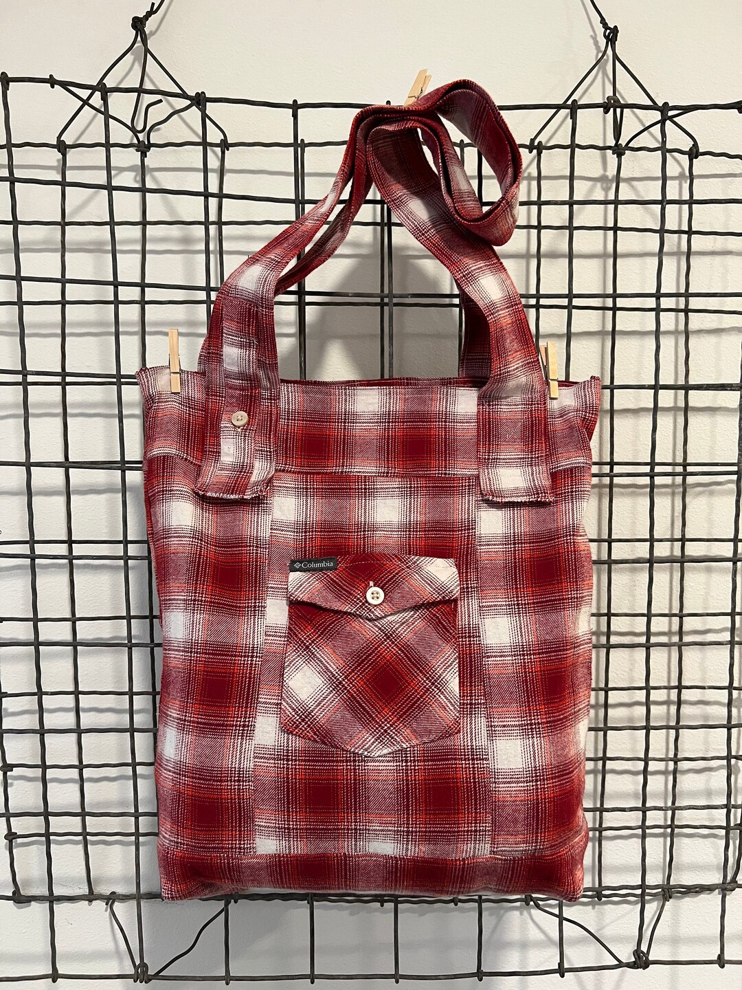 Handmade Red Plaid Flannel Tote Bag - Etsy