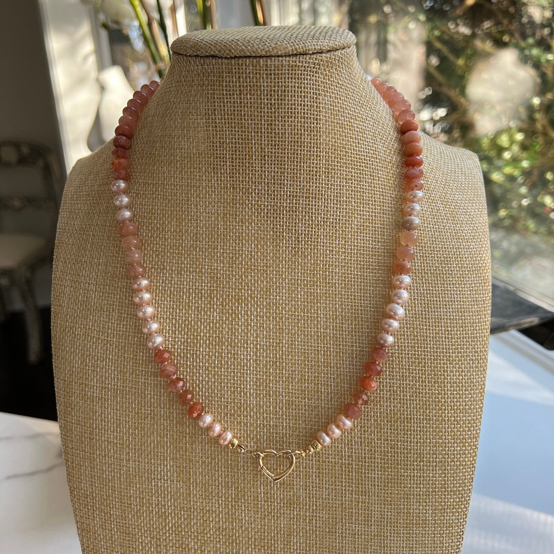 Pantone Peach Fuzz Ombré Moonstone Sunstone Gemstone and Pearl - Etsy