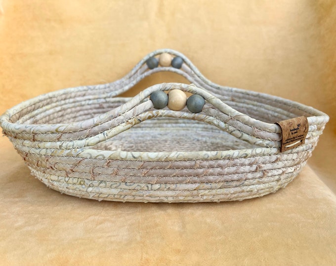Natural Cotton Cord Basket, Original katie Design. Wooden Beads Are ...