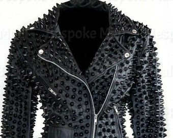 Heavy Metal Cone Studded Patches Jacket Men's Bikers - Etsy