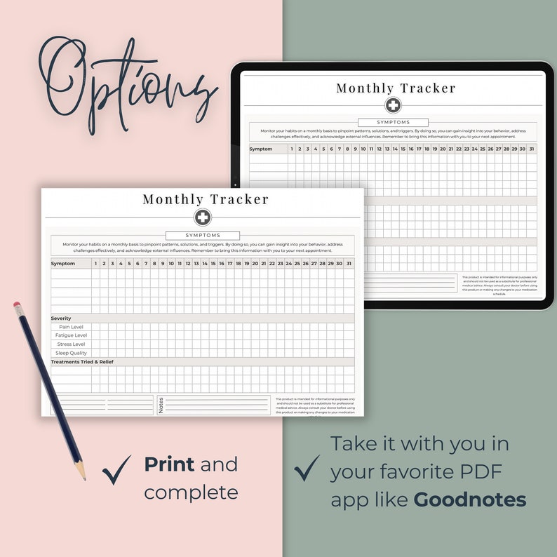 Symptom Tracker, PDF, Digital Download, Printable , Holistic Approach ...