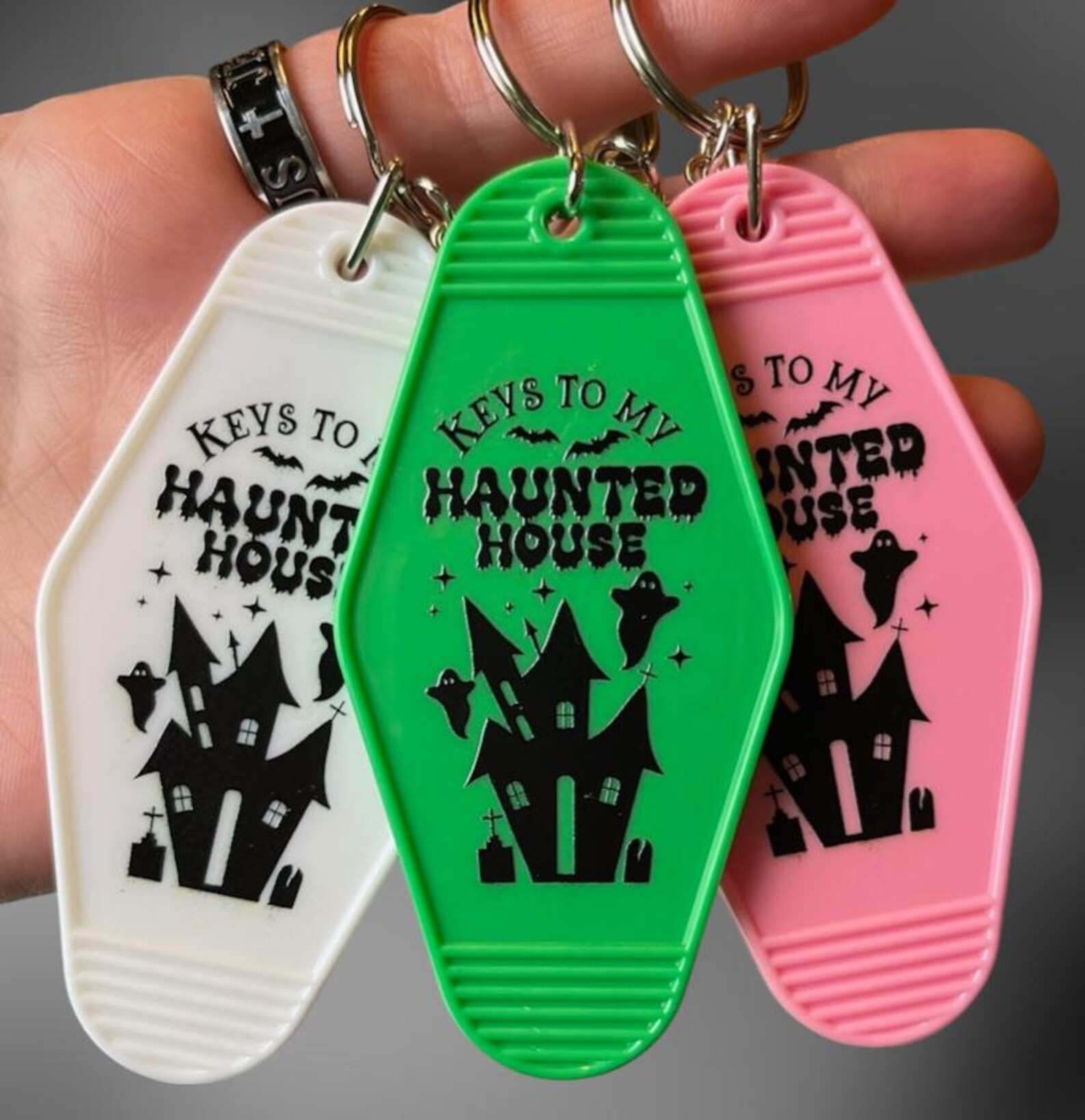Haunted House Vintage Style Keychain - Etsy