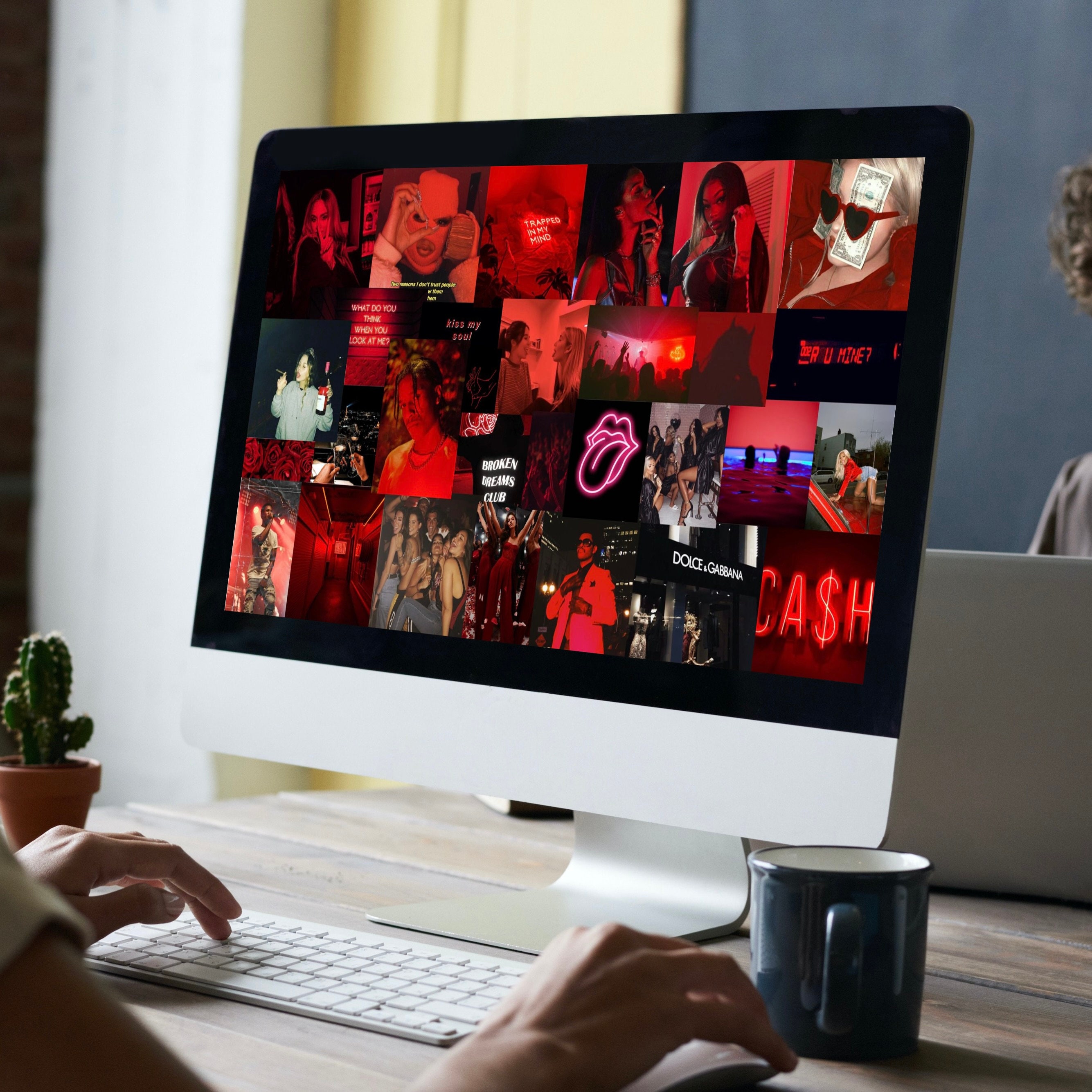 Red/dark Room Desktop Wallpaper, Mood Board, Collage, Red Aesthetic for ...