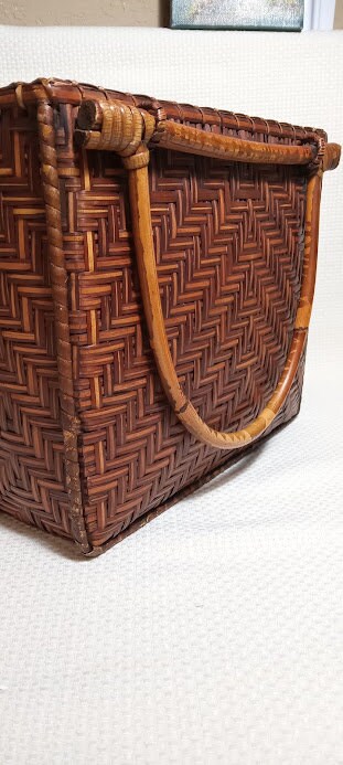 1980s Happa Retro Wicker/rattan Purse-tote-lunch Bag 100% Silk Lined ...
