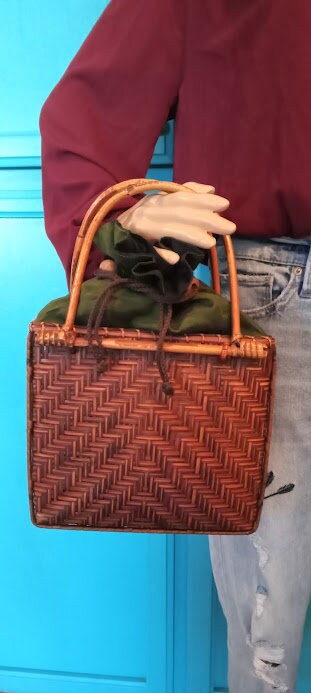 1980s Happa Retro Wicker/rattan Purse-tote-lunch Bag 100% Silk Lined ...