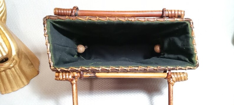 1980s Happa Retro Wicker/rattan Purse-tote-lunch Bag 100% Silk - Etsy