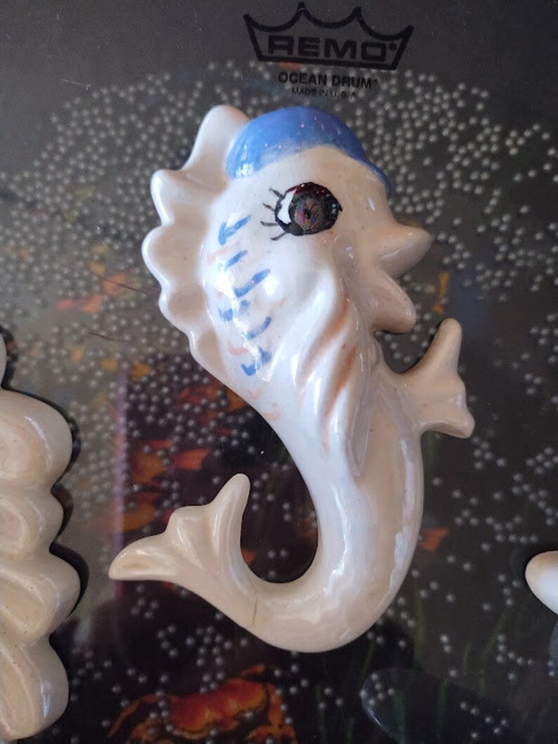 1950s Ceramic Chalkware Fish Family Wall Decor Handmade Hand Painted ...