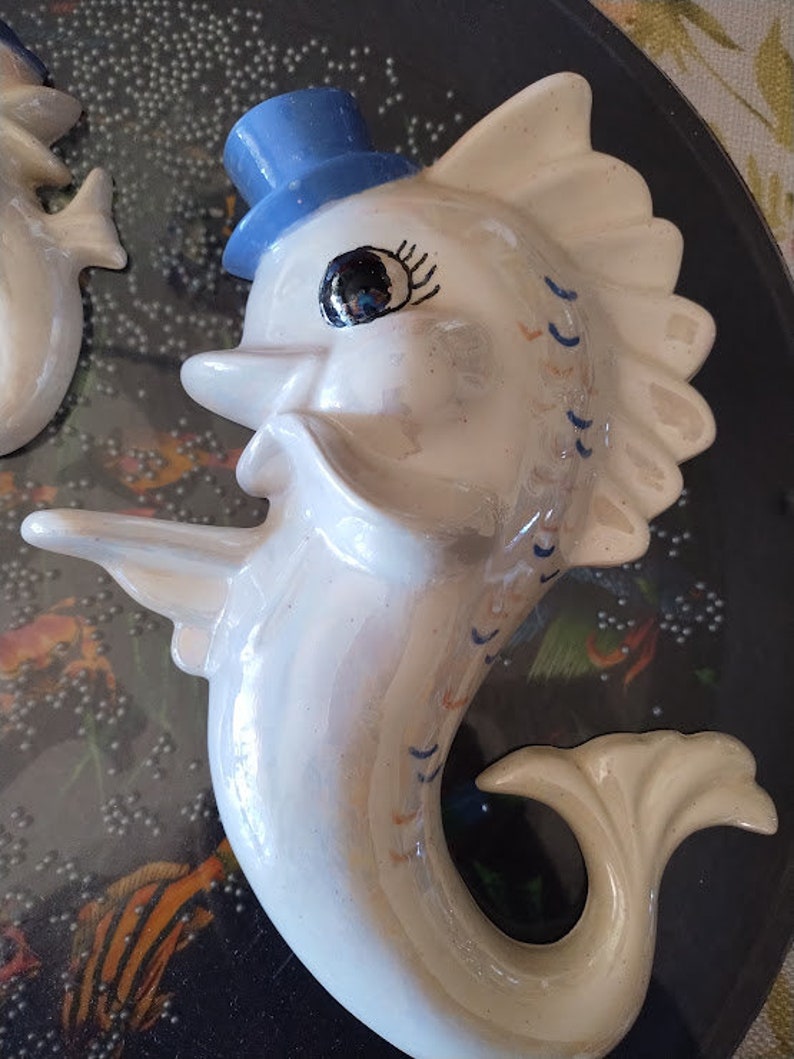 1950s Ceramic Chalkware Fish Family Wall Decor Handmade Hand Painted ...