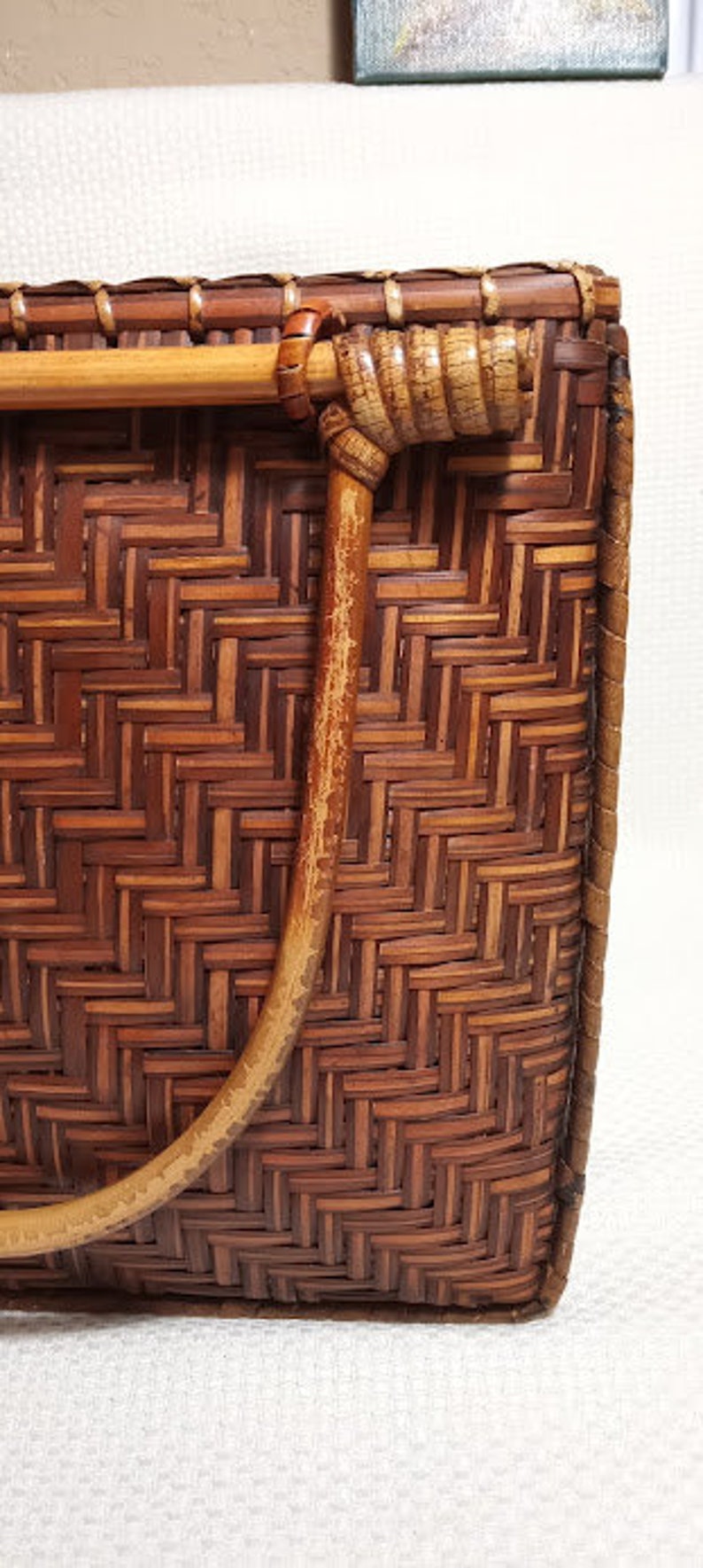 1980s Happa Retro Wicker/rattan Purse-tote-lunch Bag 100% Silk - Etsy