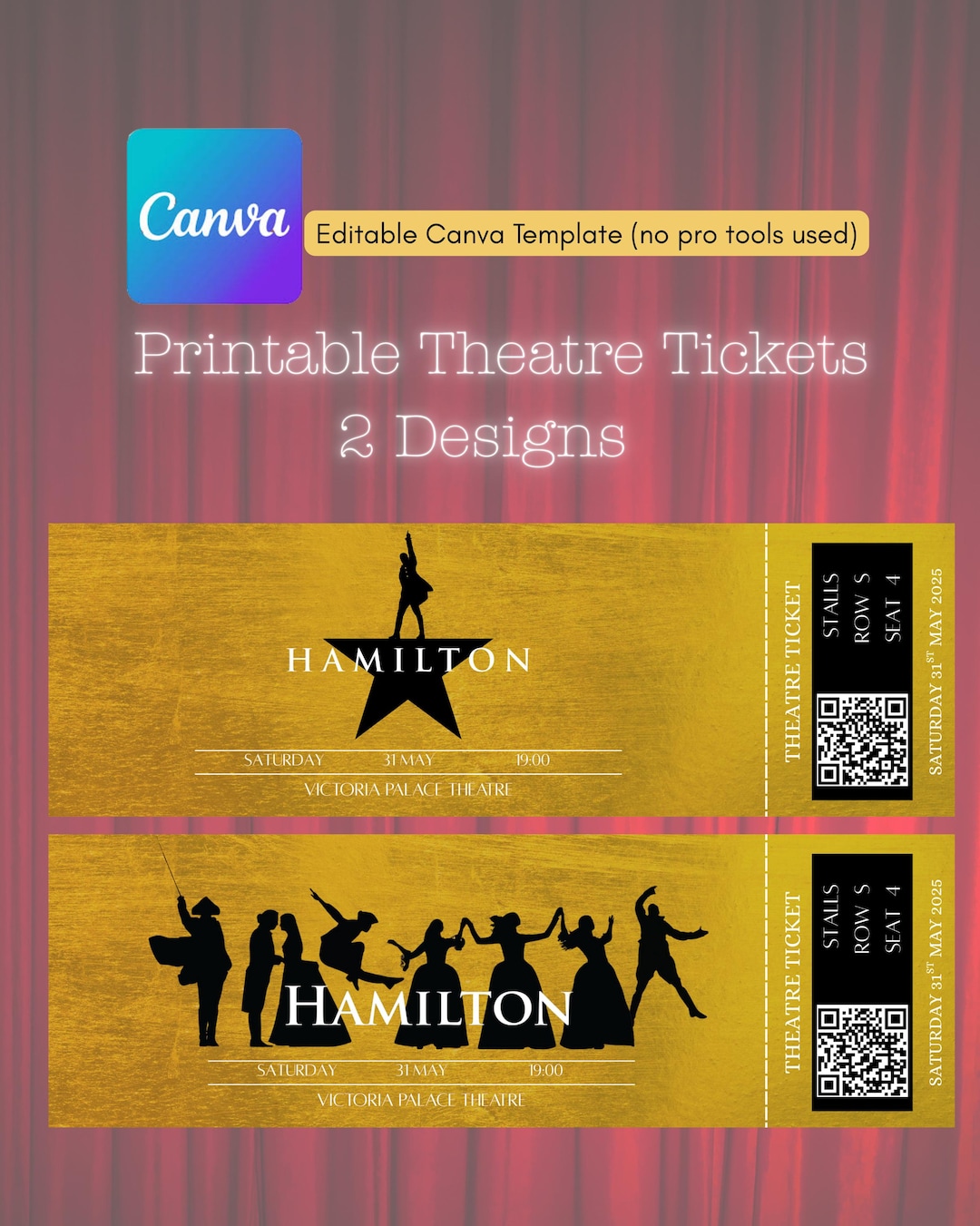 Hamilton Tickets | Editable Canva Template | Digital Download - Etsy
