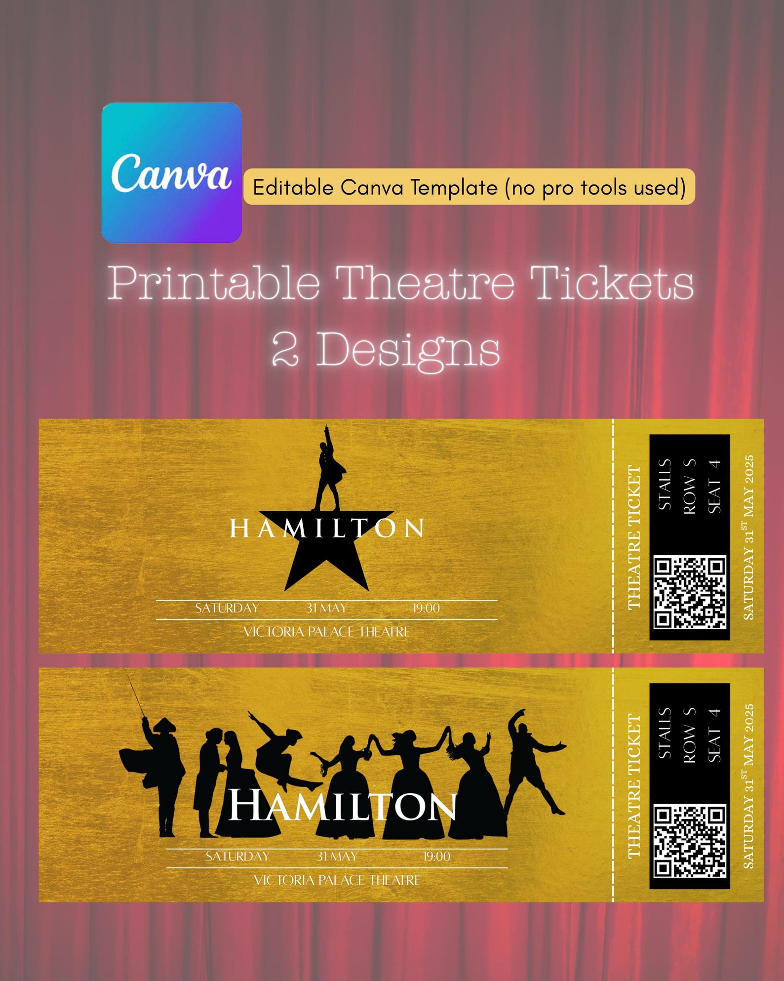 Hamilton Tickets | Editable Canva Template | Digital Download - Etsy