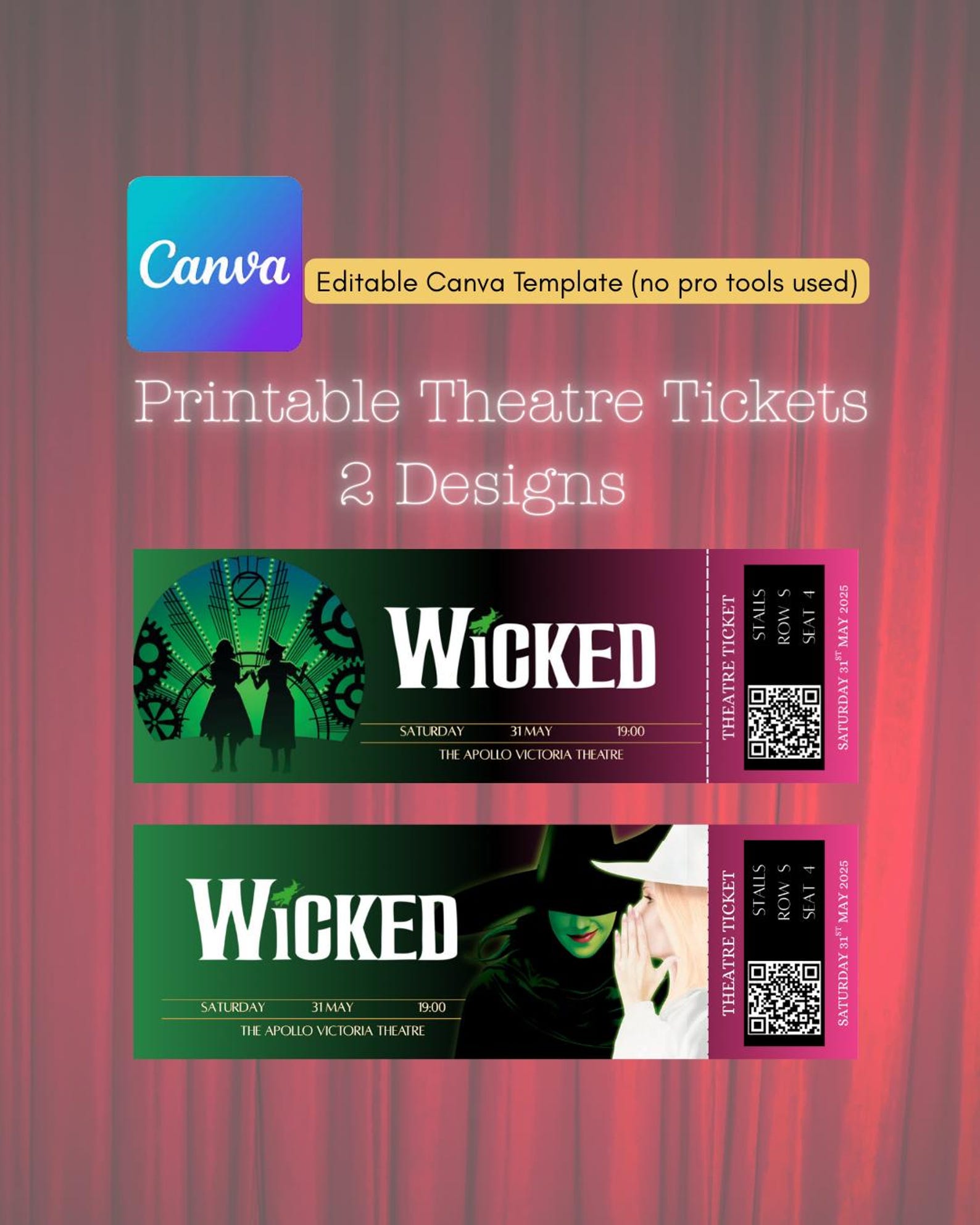 Wicked Tickets | Editable Canva Template | Digital Download - Etsy