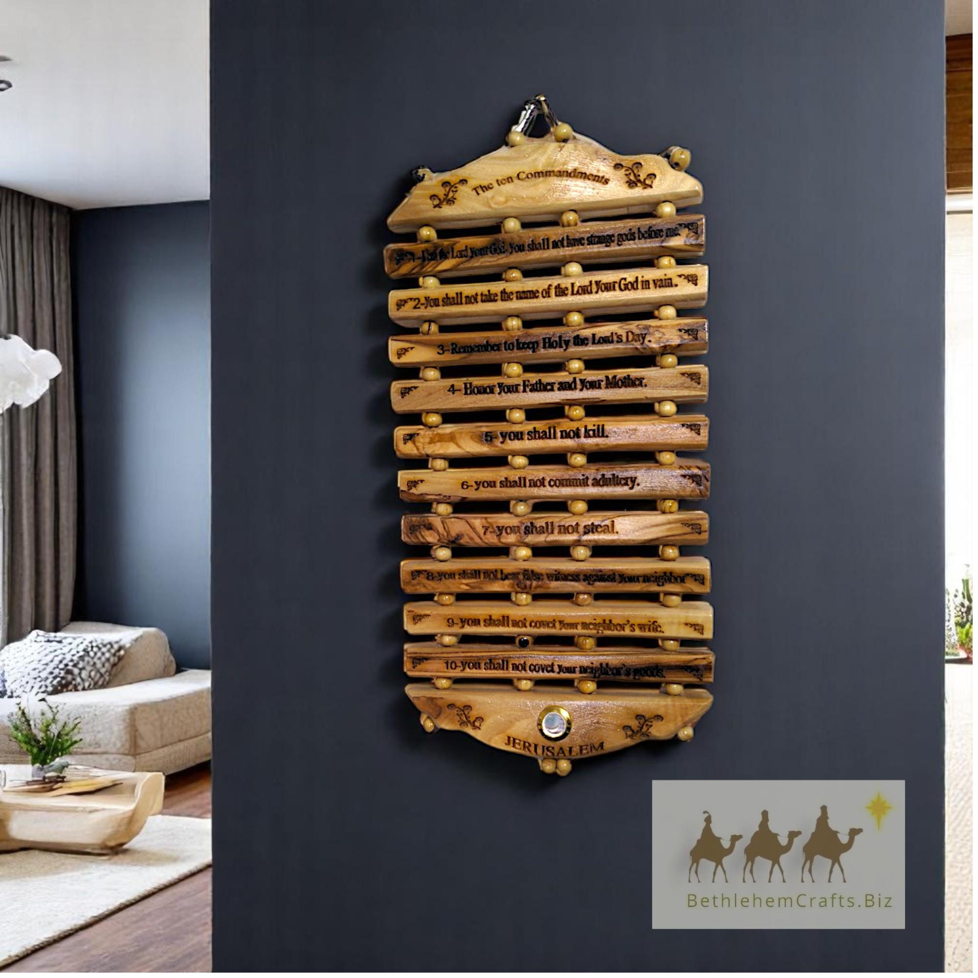 The Ten Commandments Wall Art - Holy Land Olive Wood 10 Commandments ...