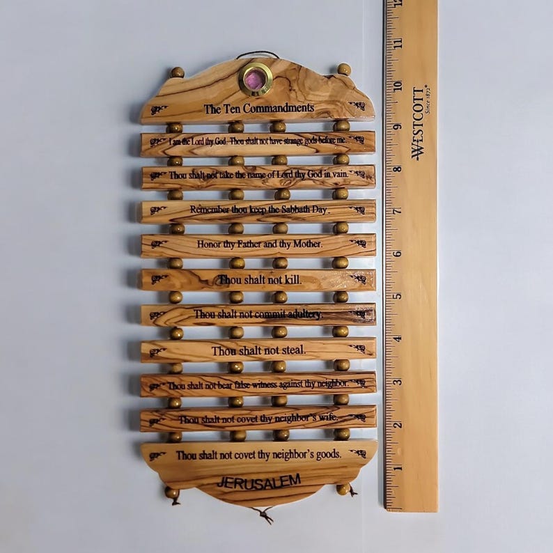 Handmade Olive Wood 10 Commandments Wall Hanging | Christian Bible ...