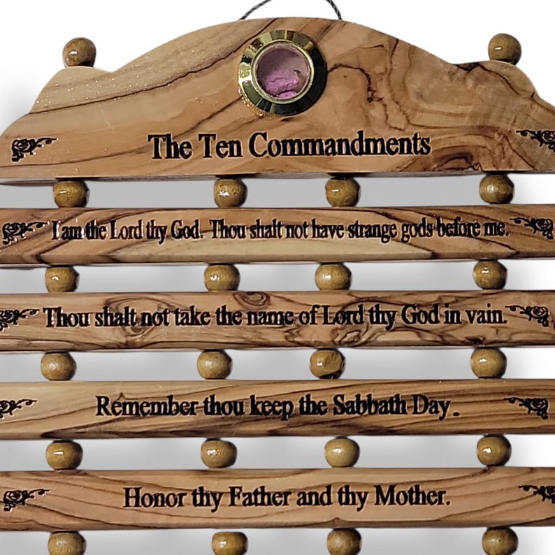 Handmade Olive Wood 10 Commandments Wall Hanging | Christian Bible ...