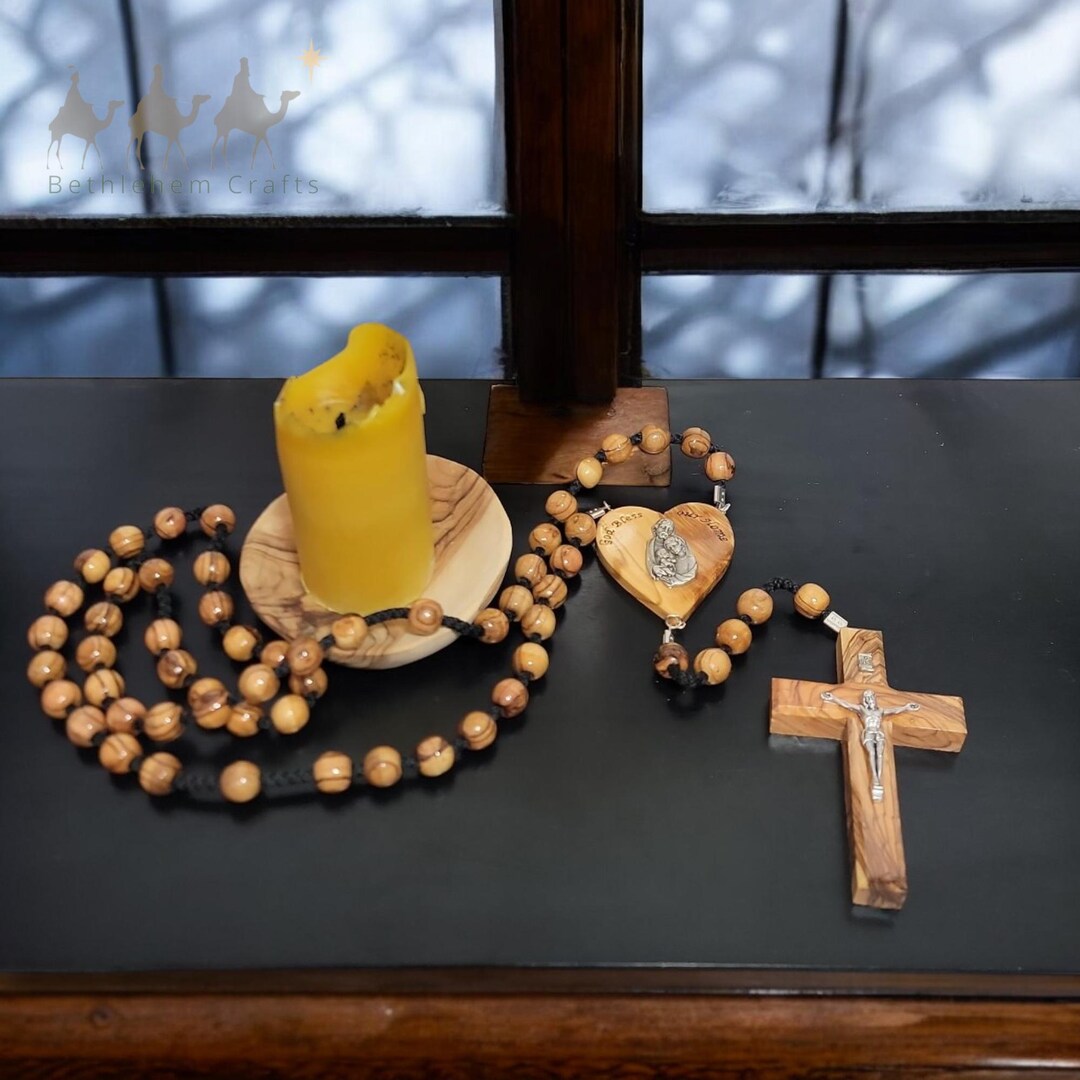 Olive Wood Wall Rosary From the Holy Land - Large Decorative Prayer ...