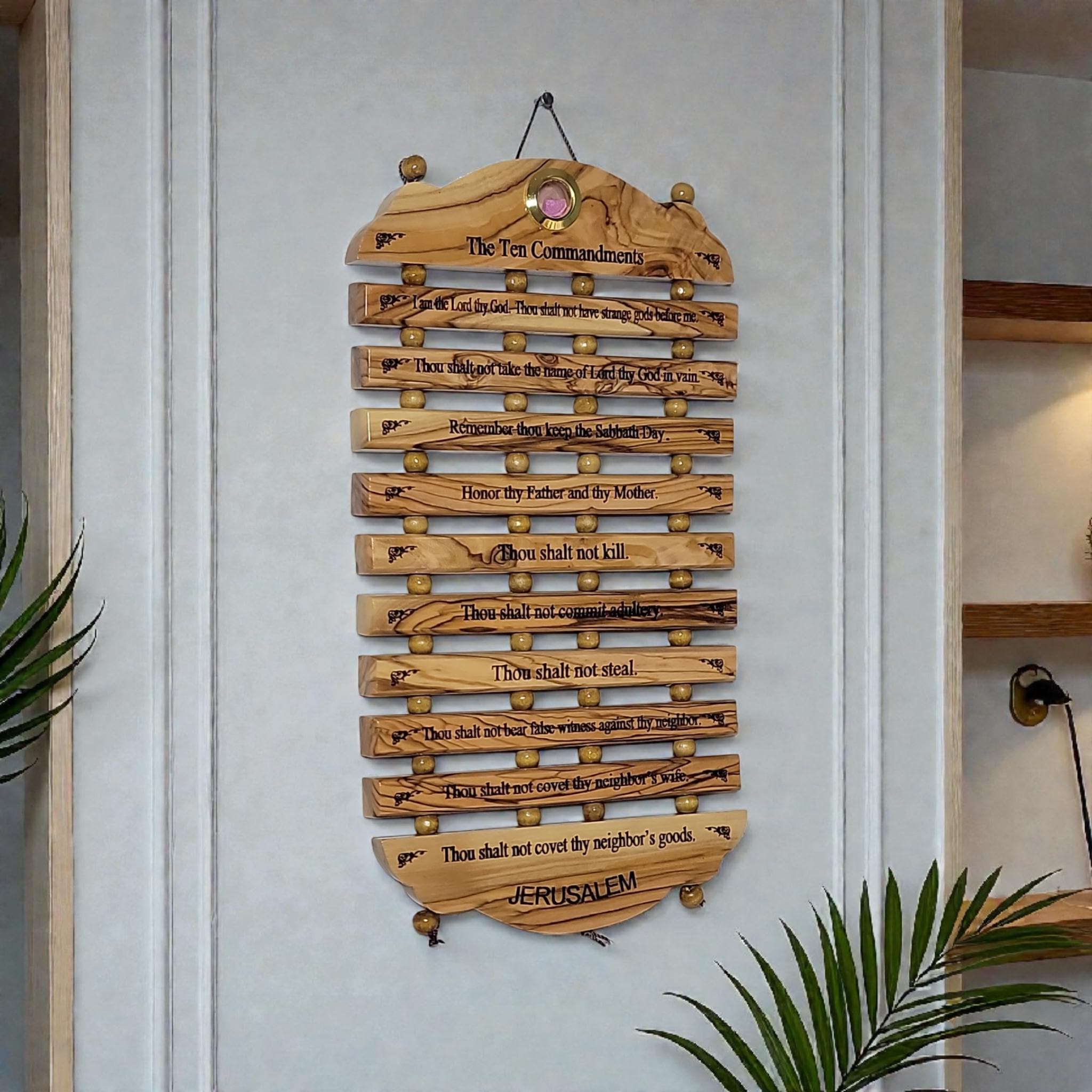 Handmade Olive Wood 10 Commandments Wall Hanging | Christian Bible ...