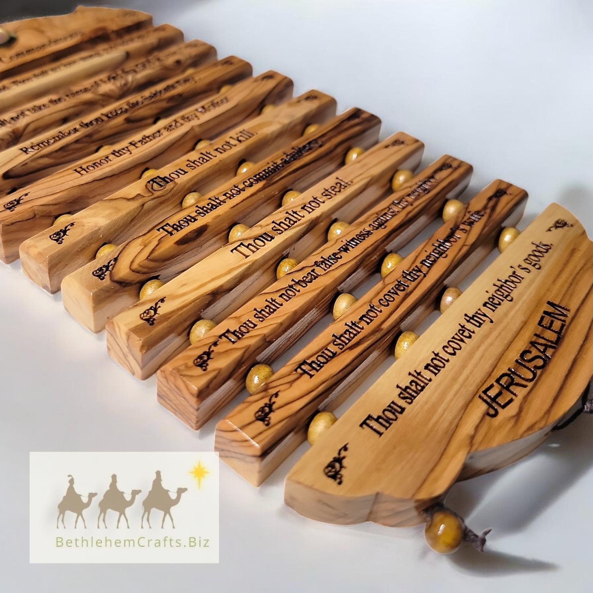 Handmade Olive Wood 10 Commandments Wall Hanging | Christian Bible ...
