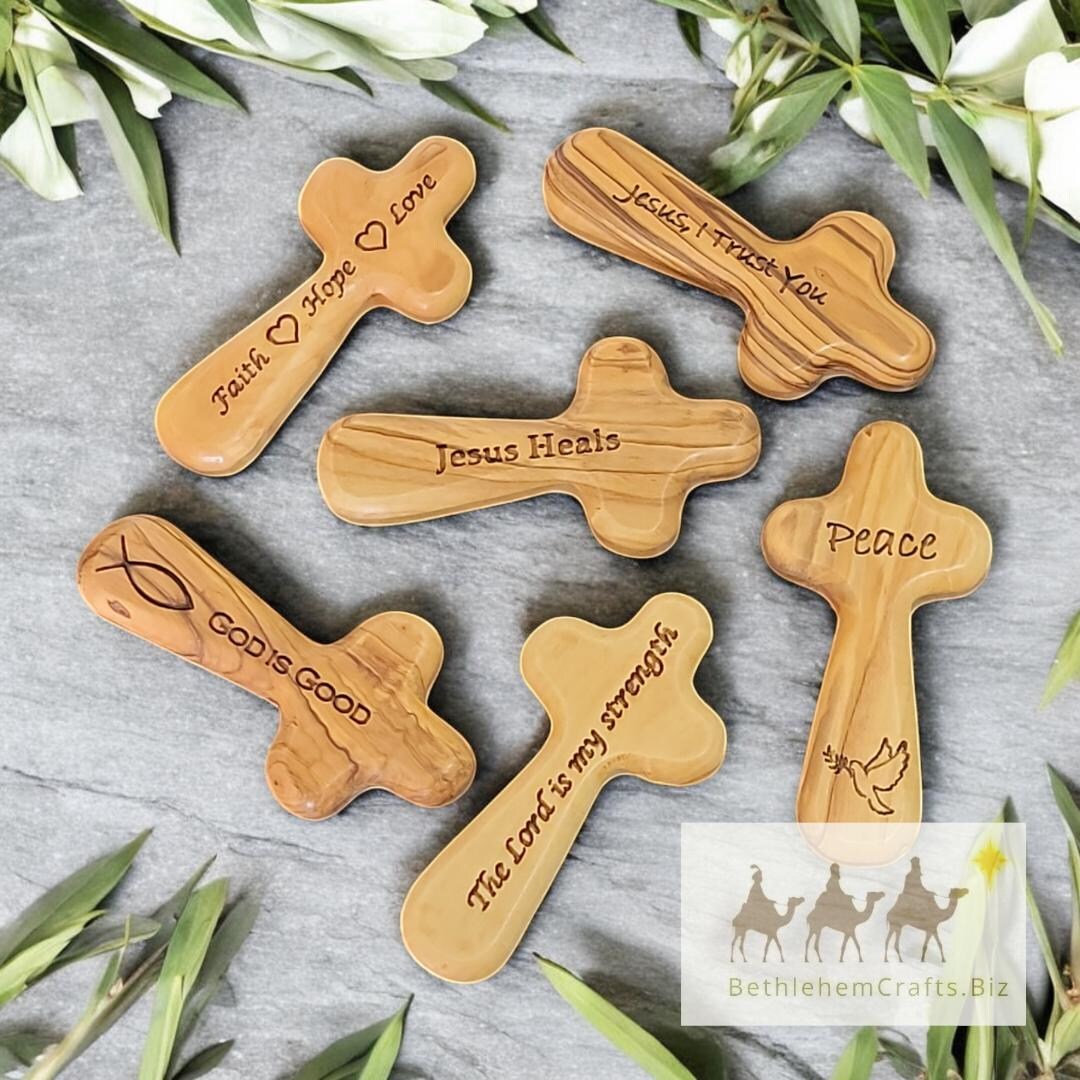Custom Engraved 3.5" Olive Wood Palm Crosses - Small Personalized ...