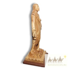 Hand Carved Sacred Heart of Jesus Christ Olive Wood Statue - Etsy