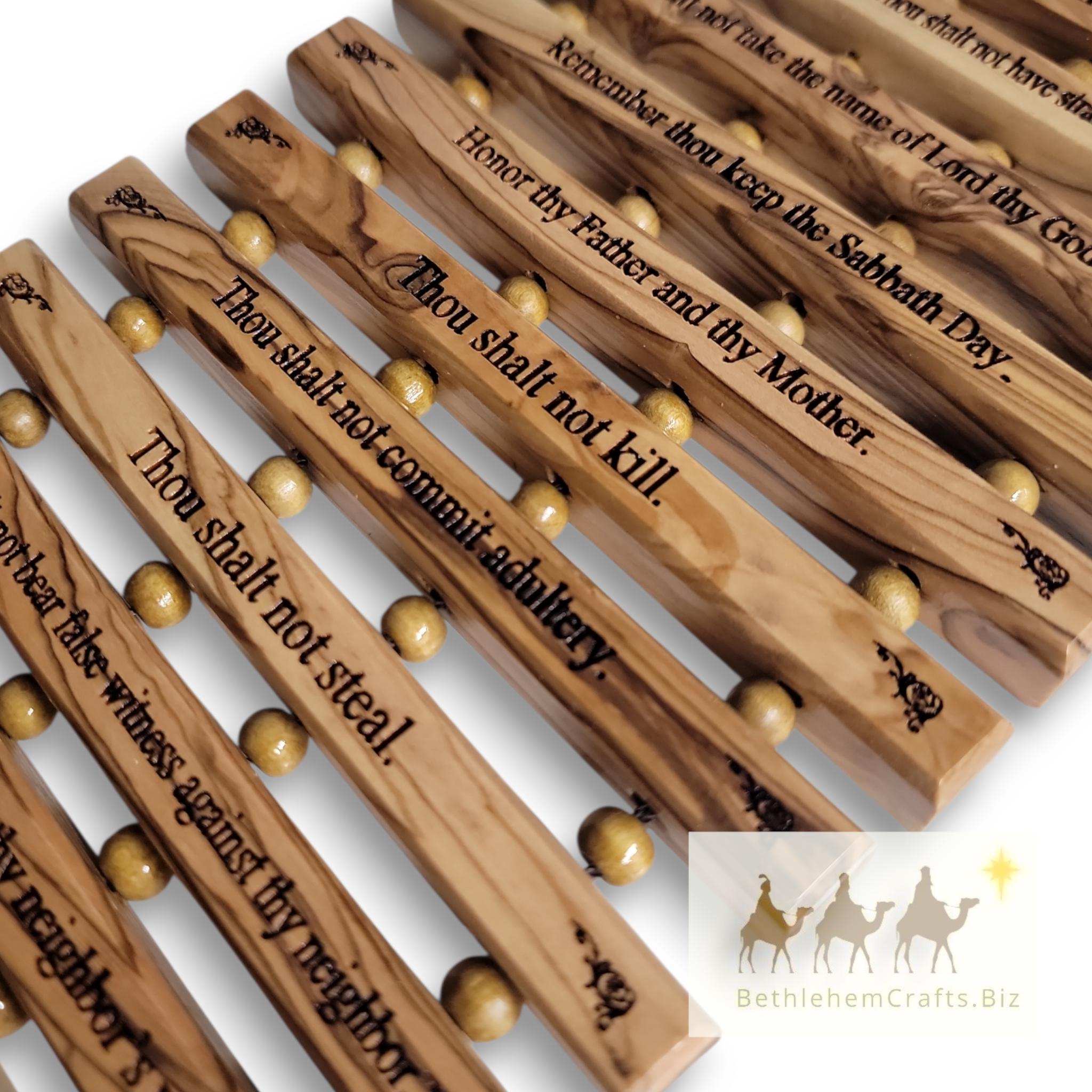 Handmade Olive Wood 10 Commandments Wall Hanging | Christian Bible ...
