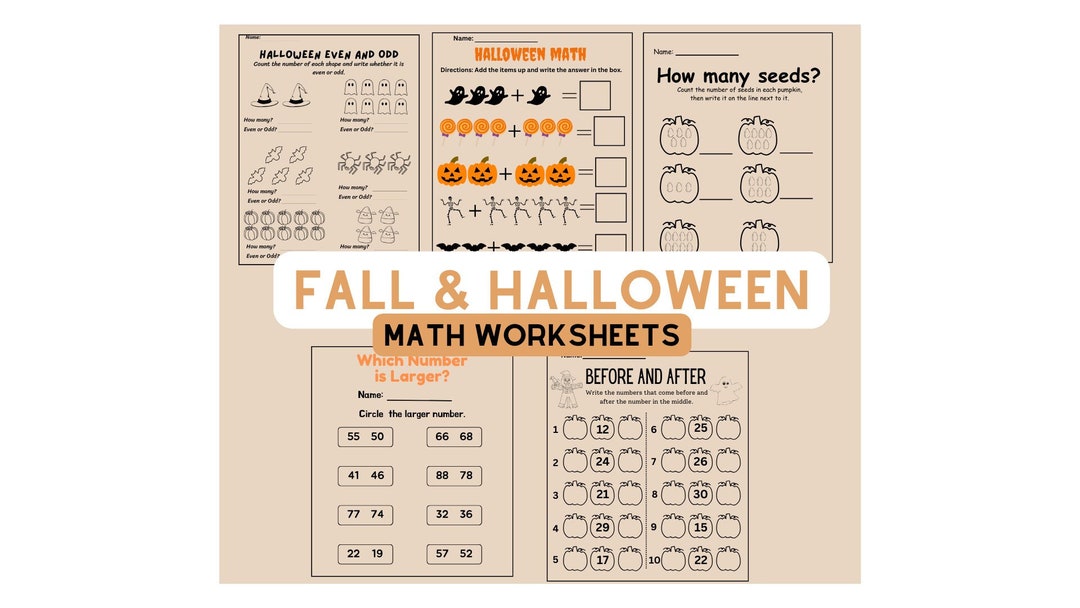 Fall & Halloween Math Worksheets - Etsy