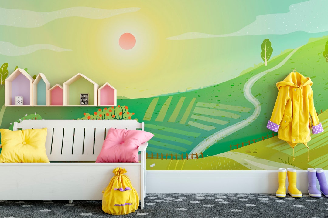 Children Mural, Watercolor Mural, Nursery Decor, Kids Room Decor ...