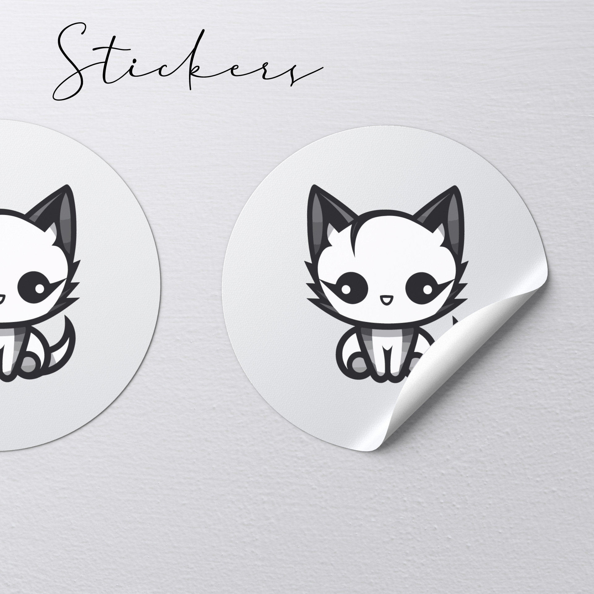 Cute Chibi Cat Silhouette, Baby Kawaii Cat Illustration, SVG, Pdf, Dxf ...