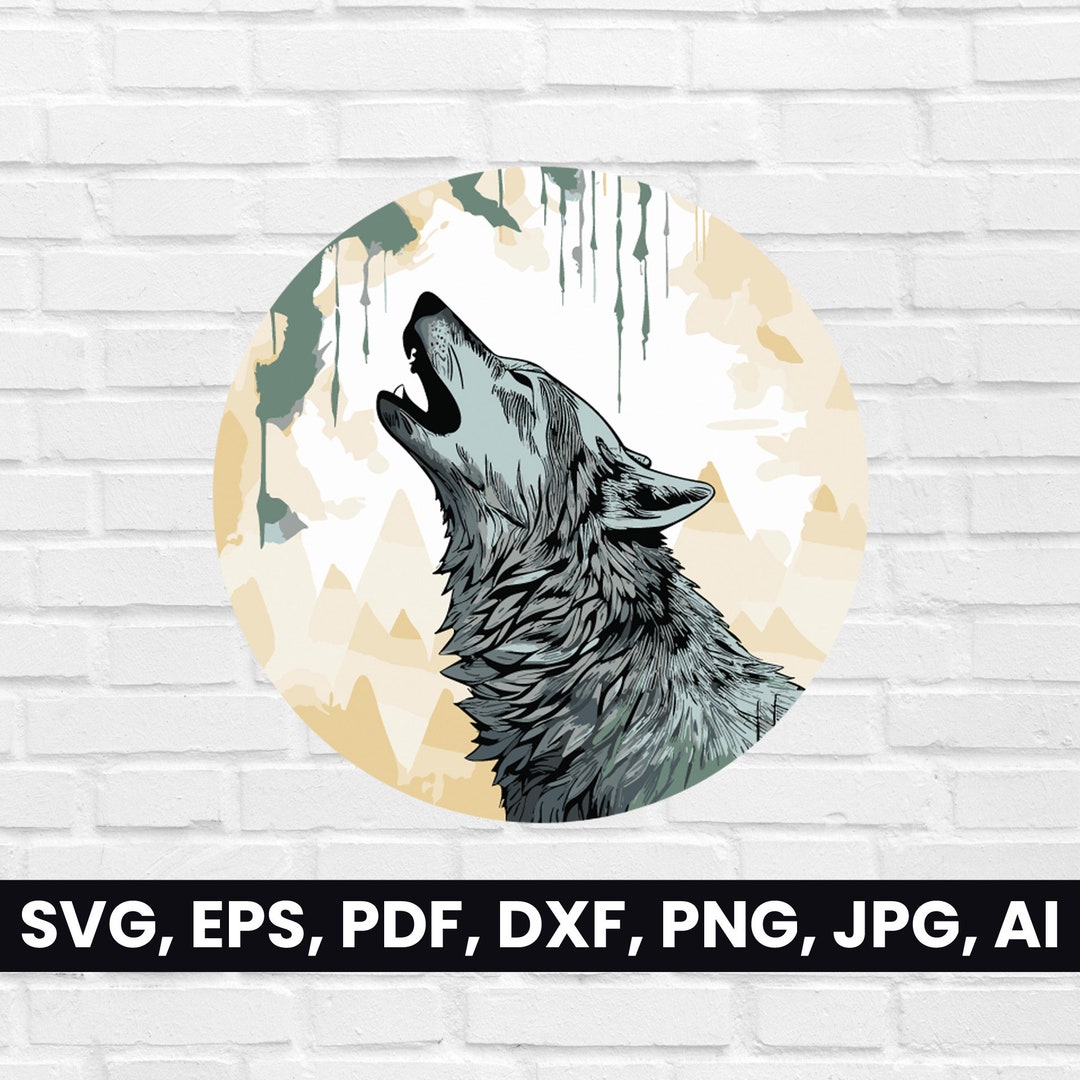 Der heulender Wolf im Wald Silhouette, Farbe Wolf, SVG, Pdf, Dxf, Png, Wolf Clipart, T-Shirt ...