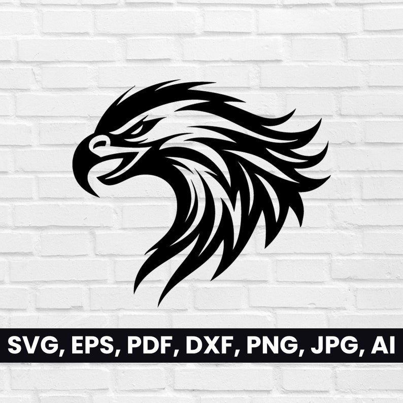 Eagle Head Silhouette, Eagle Face SVG, Pdf, Dxf, Png, Clipart, Bird Eagle Logo Vector, T-shirt ...