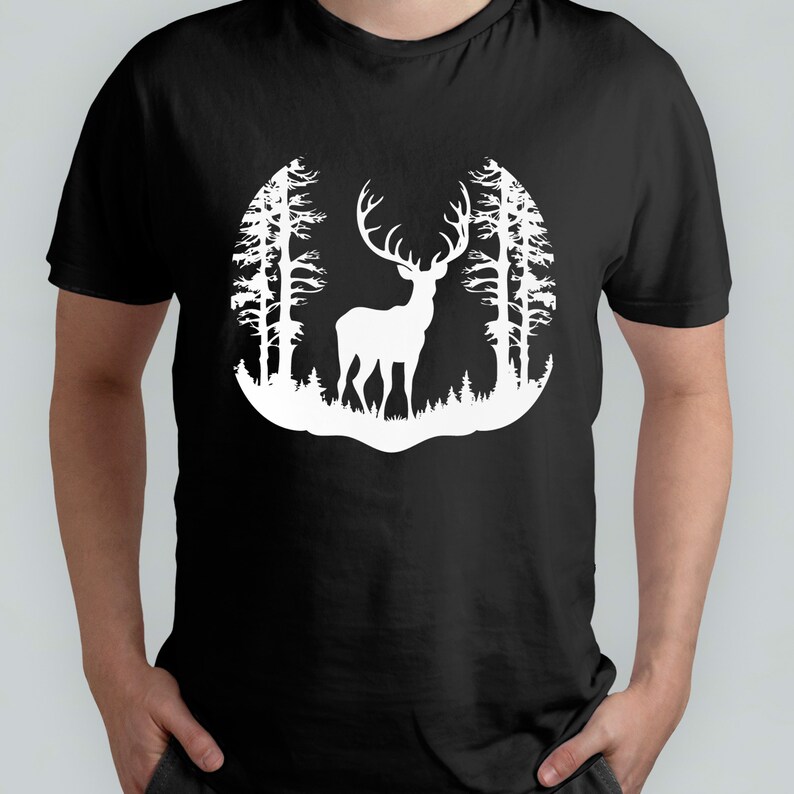 Deer Forest Silhouette, Stag Shape SVG, Pdf, Dxf, Png, Deer Clipart ...