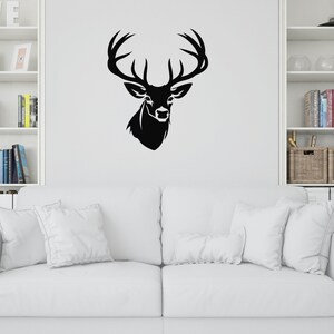 Deer Head Silhouette, Stag Shape SVG, Pdf, Dxf, Png, Deer With Antlers ...