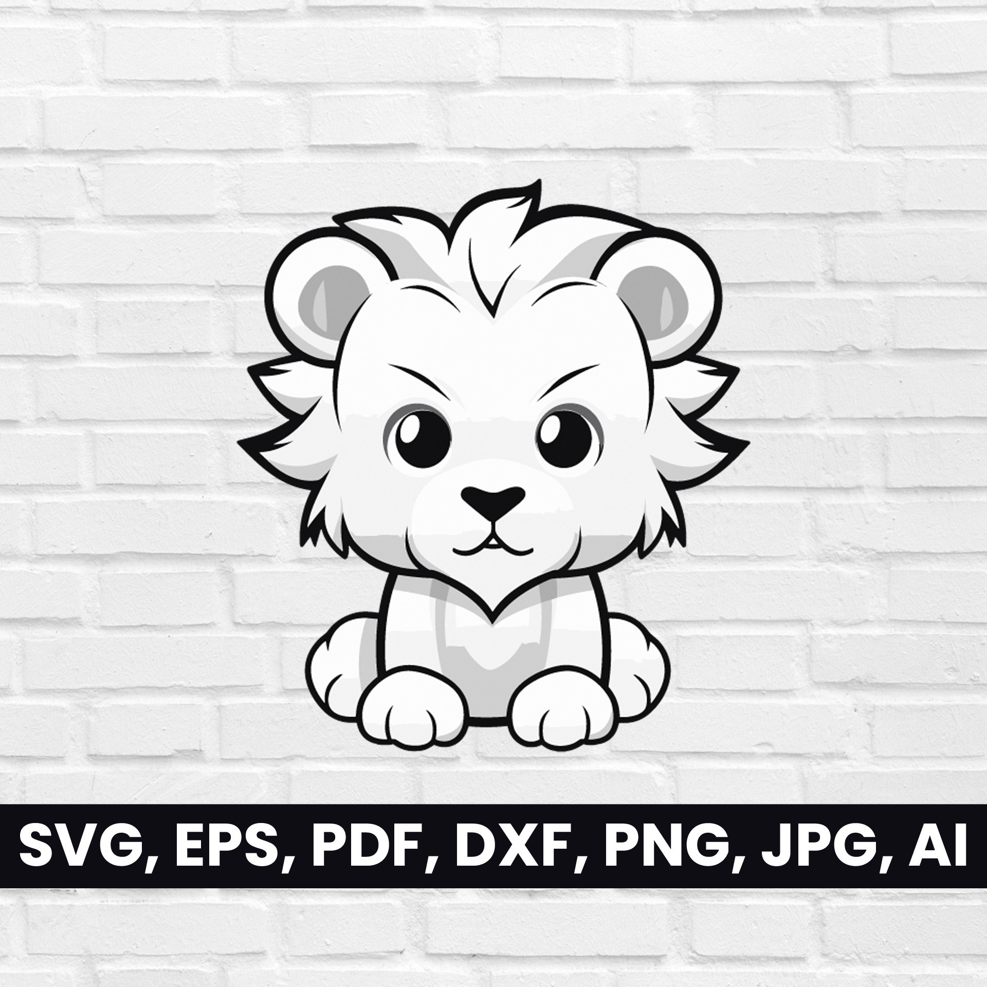 Cute Chibi Lion Silhouette Baby Lion Kawaii Illustration - Etsy