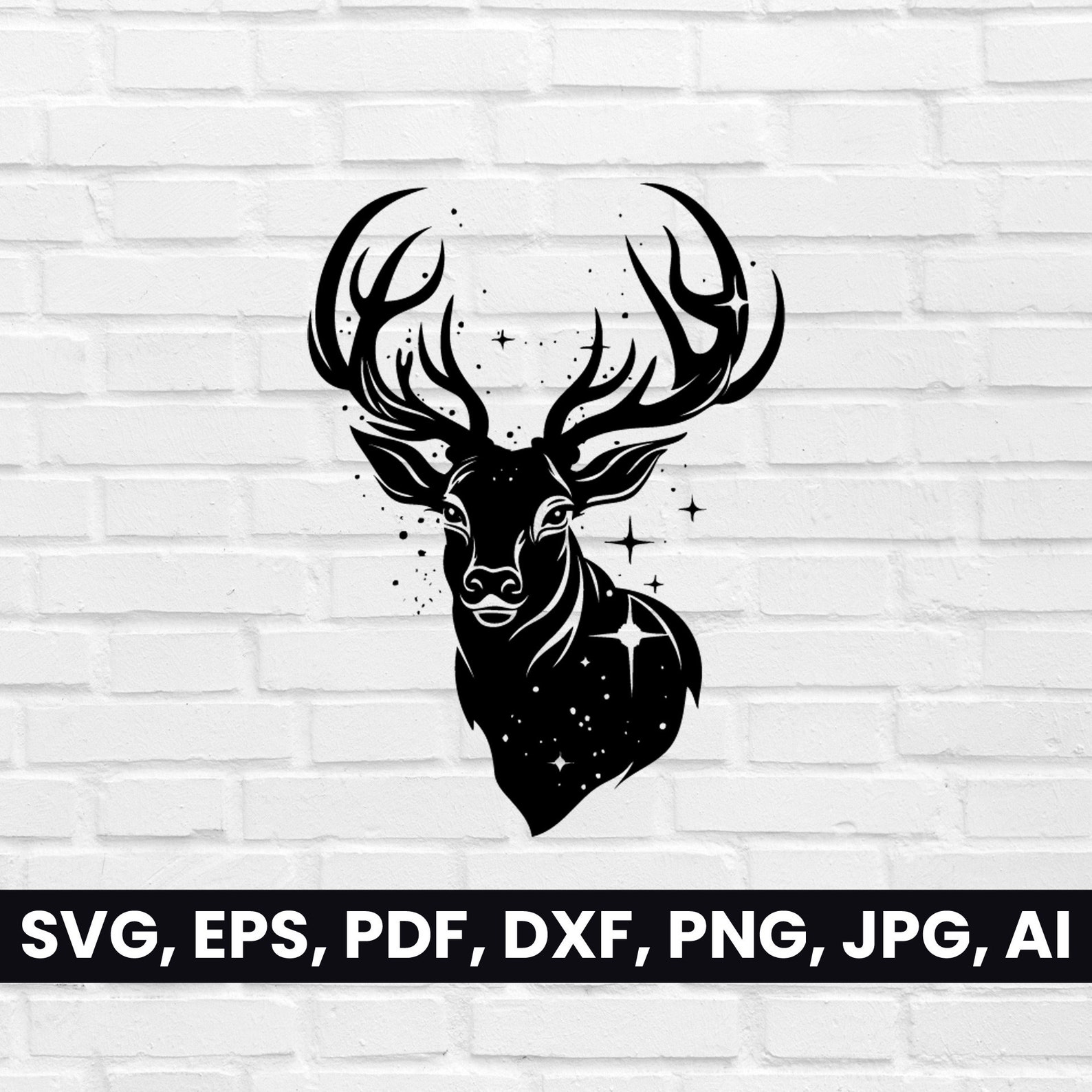 Deer Head Silhouette Stag Shape SVG Pdf Dxf Png Deer With - Etsy