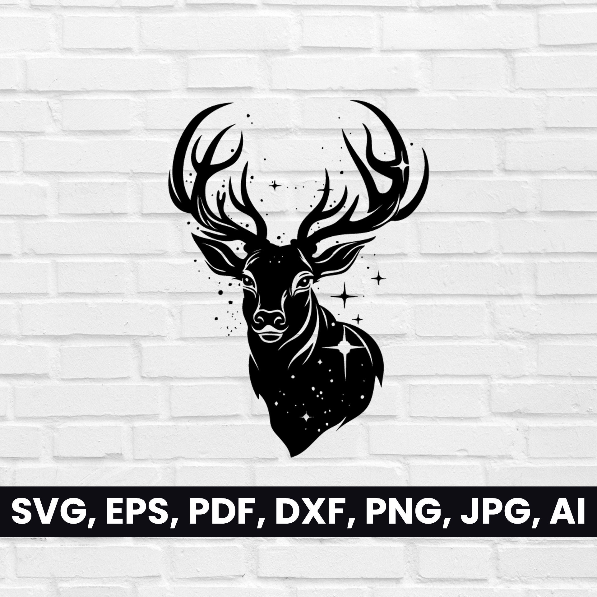 Deer Head Silhouette Stag Shape SVG Pdf Dxf Png Deer With - Etsy